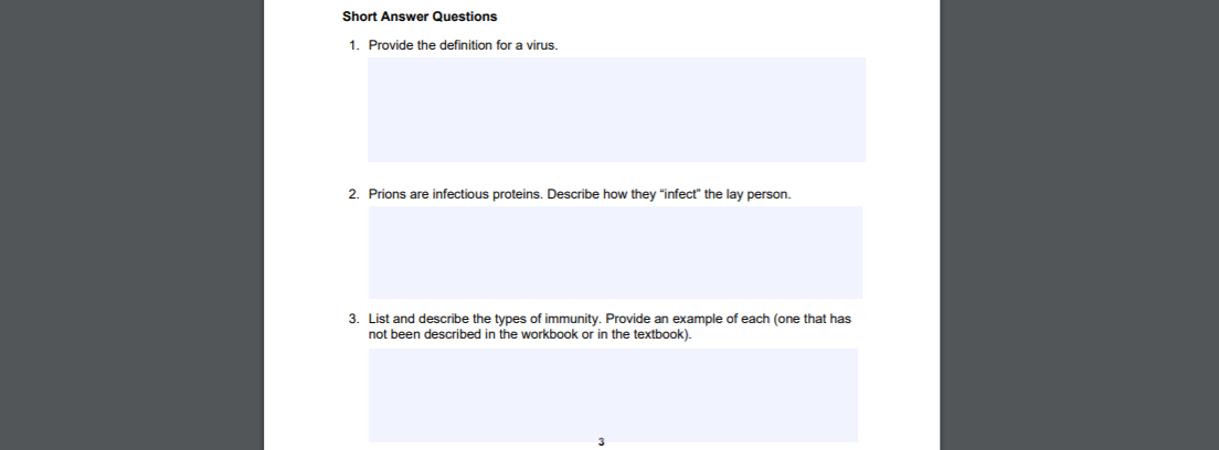 Solved Short Answer Questions 1. Provide the definition for | Chegg.com