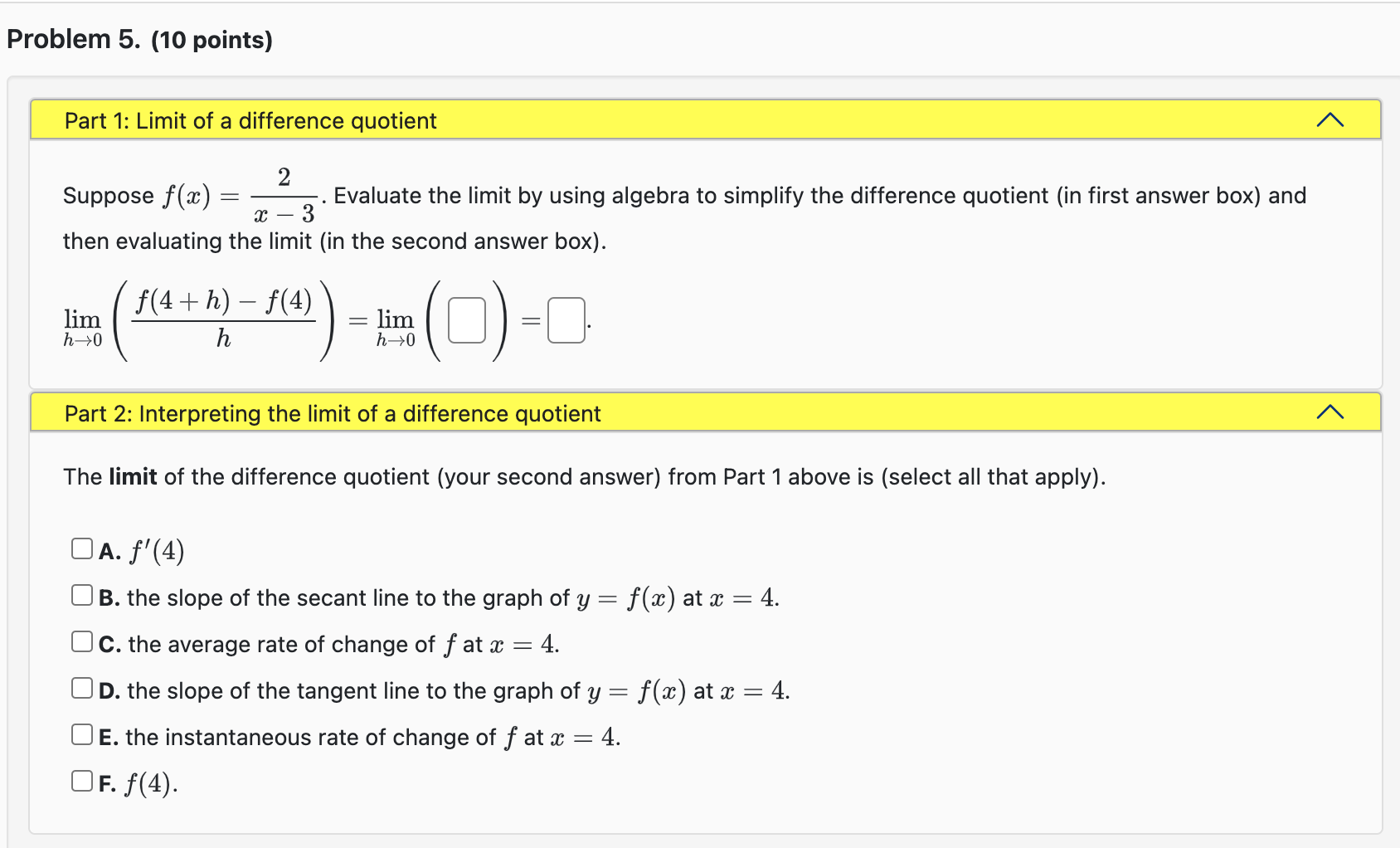 Solved Suppose f(x)=x−32. Evaluate the limit by using | Chegg.com