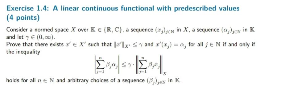 Solved Exercise 1.4: A linear continuous functional with | Chegg.com