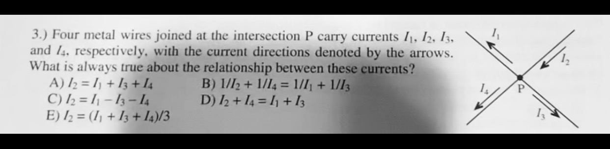 Solved 1 3.) Four metal wires joined at the intersection P | Chegg.com