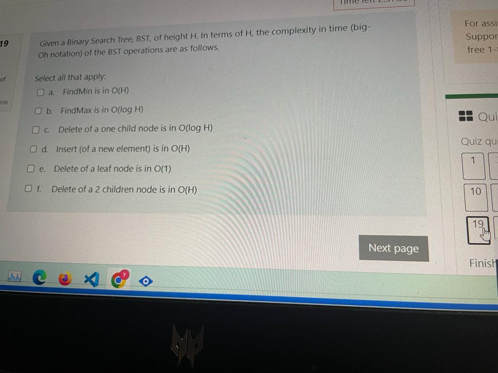 Solved Given a Binary Search Tree, BST, ﻿of height H. ﻿In | Chegg.com