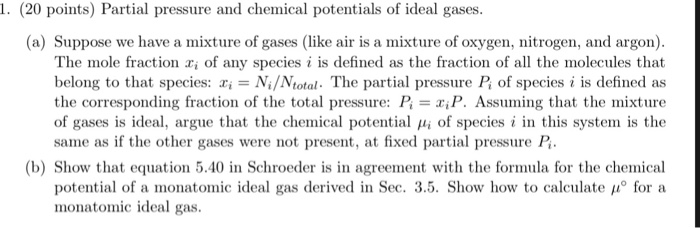 Solved I. (20 points) Partial pressure and chemical | Chegg.com