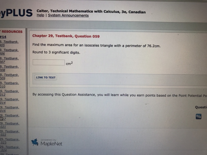Solved Calter, Technical Mathematics with Calculus, 3e, | Chegg.com