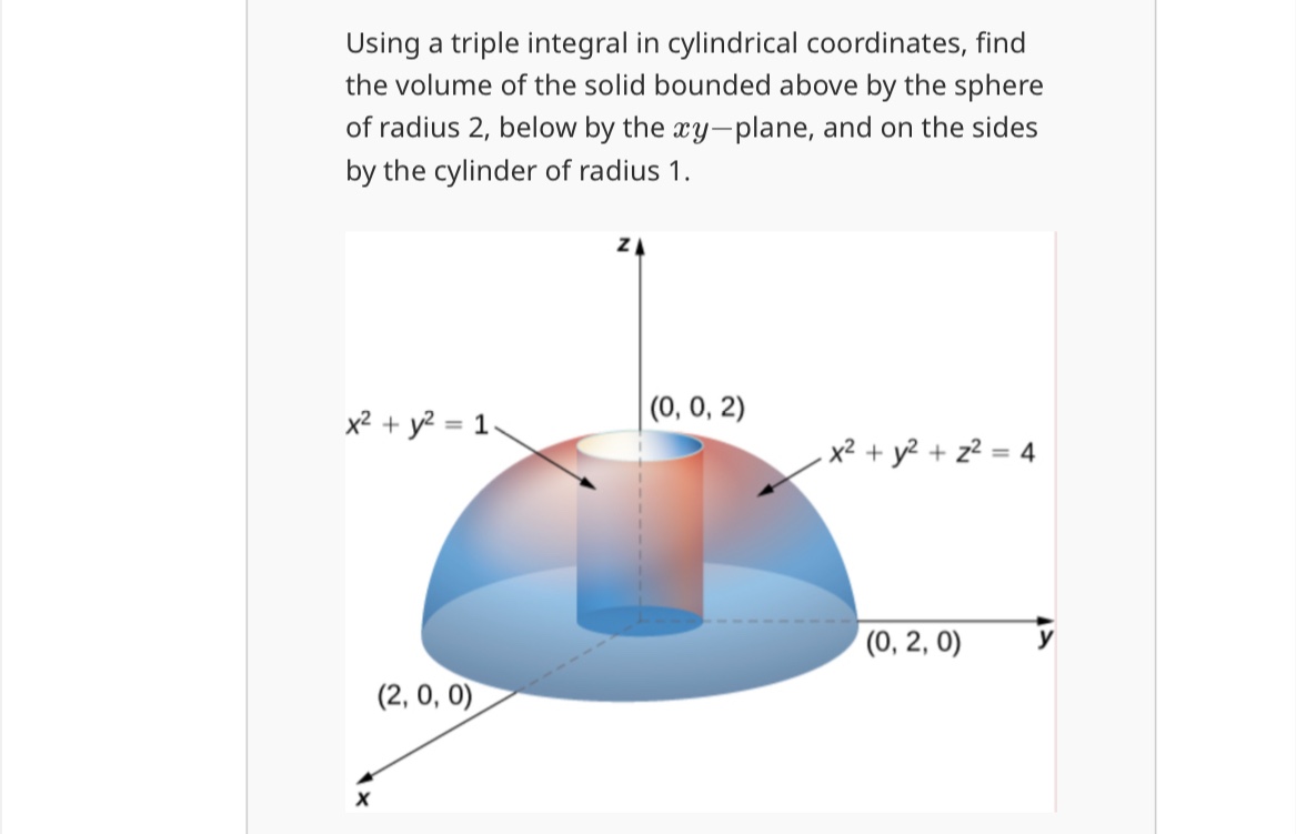 Solved Using a triple integral in cylindrical coordinates, | Chegg.com