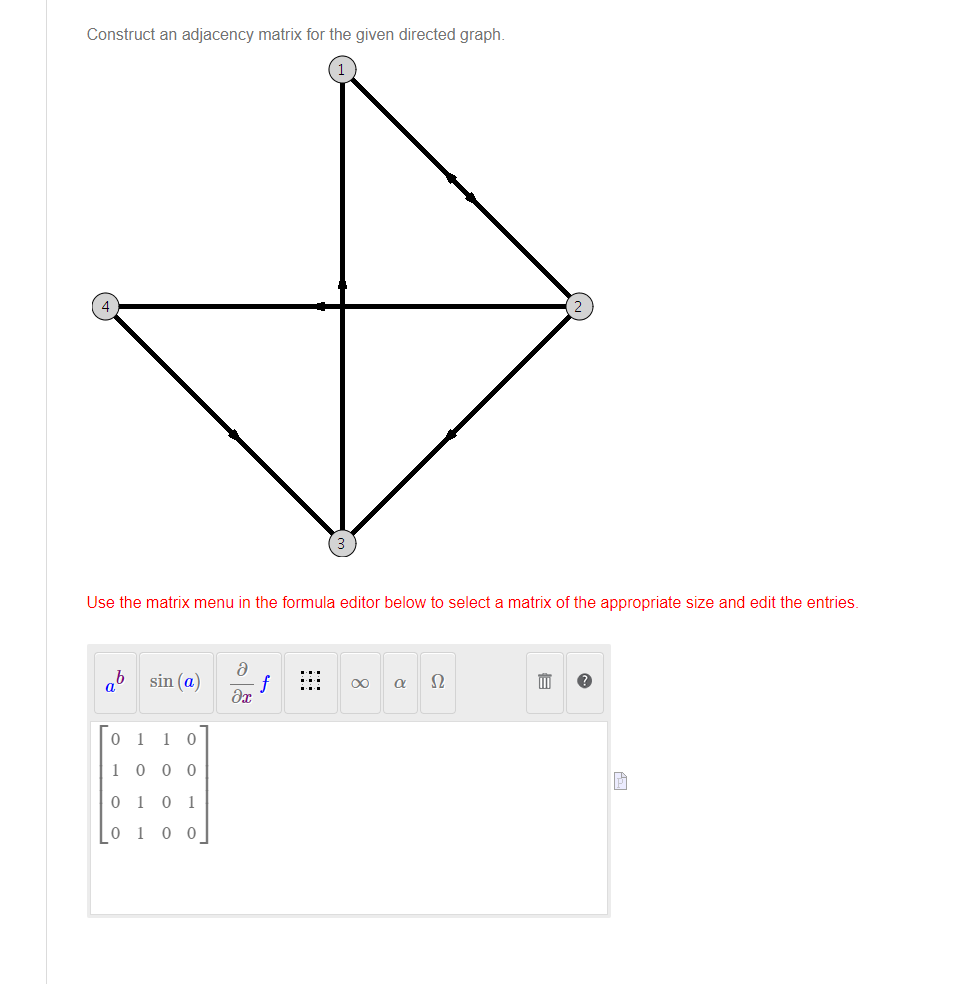 Solved Construct an adjacency matrix for the given directed | Chegg.com