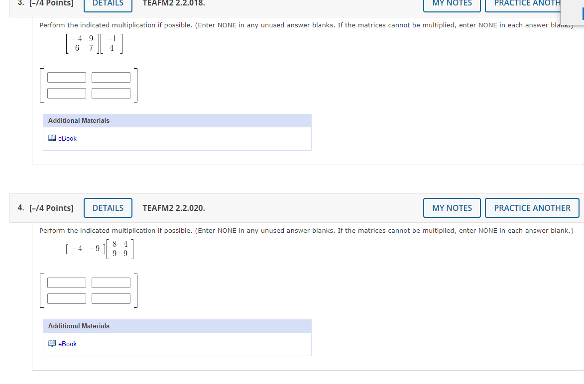 Solved 3. [-74 Points] DETAILS TEAFM2 2.2.018. MY NOTES | Chegg.com