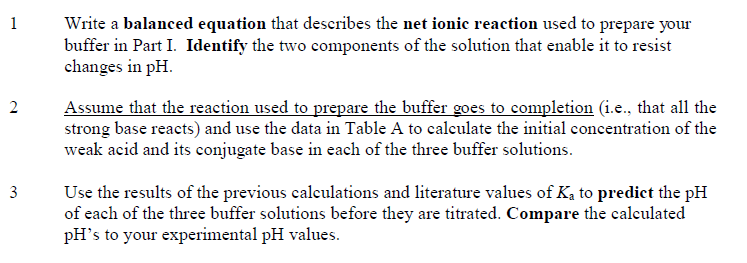 Solved PART I — PREPARING BUFFER SOLUTIONS This experiment | Chegg.com