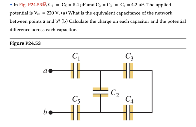 Solved - In Fig. P24.53匚口, C1=C5=8.4μF and C2=C3=C4=4.2μF. | Chegg.com