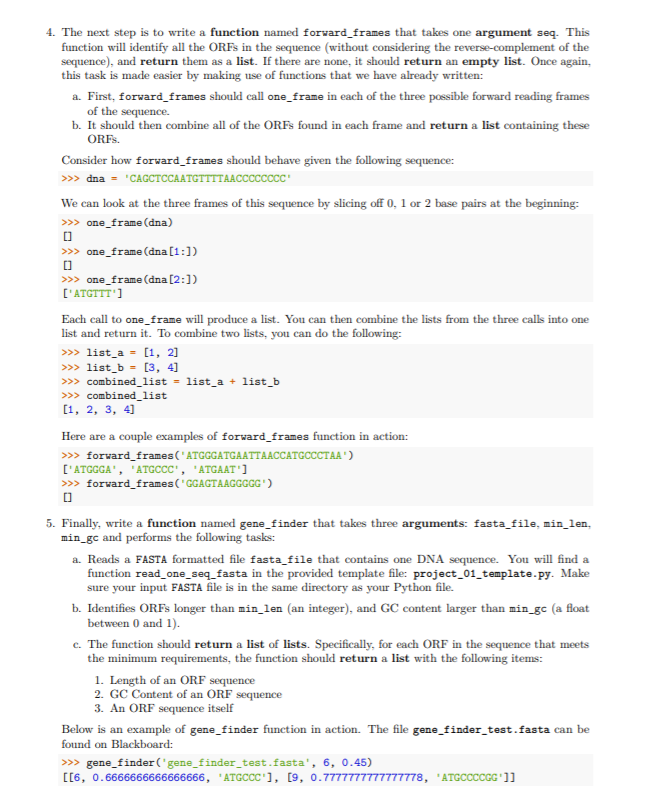Solved 6 def read_one_seq_fasta(fasta_file): "Read a FASTA | Chegg.com