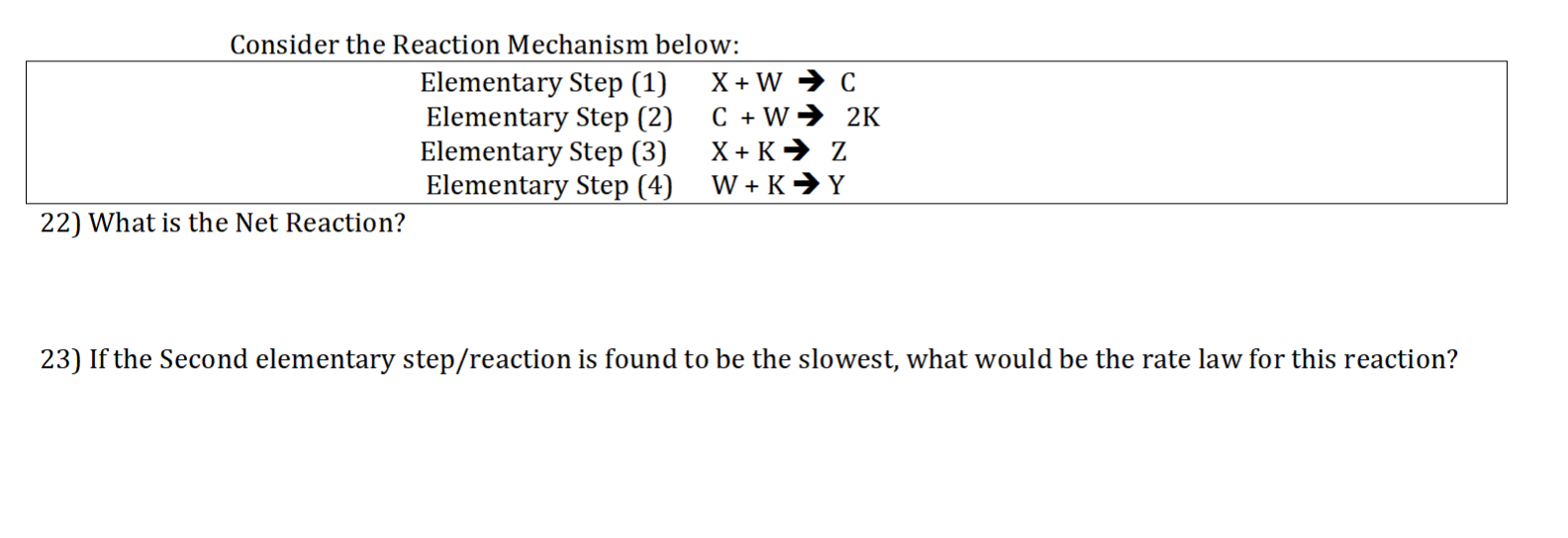Solved Consider the Reaction Mechanism below: Elementary | Chegg.com