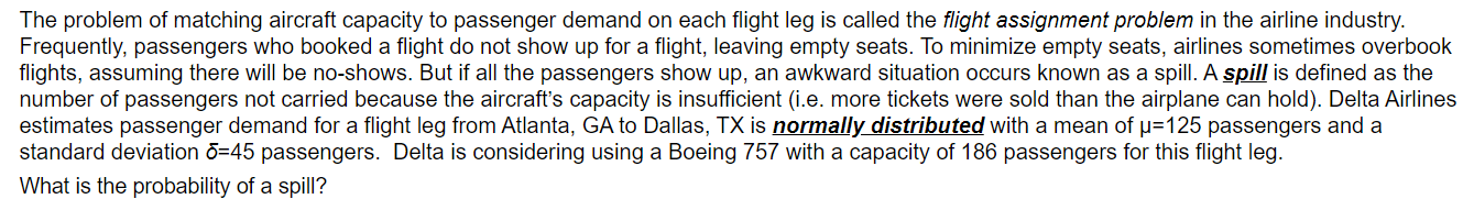 Solved The problem of matching aircraft capacity to | Chegg.com