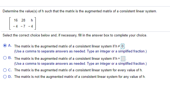 Solved Determine the value(s) of h such that the matrix is | Chegg.com