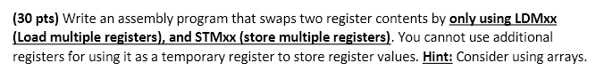 Solved (30 ﻿pts) ﻿Write an assembly program that swaps two | Chegg.com