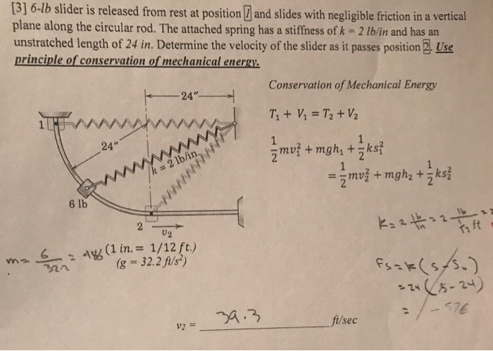 Solved 13] 6-lb slider is released from rest at position D | Chegg.com