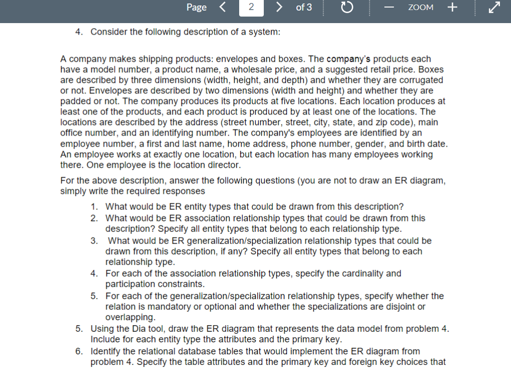Solved 4. Consider the following description of a system: A | Chegg.com
