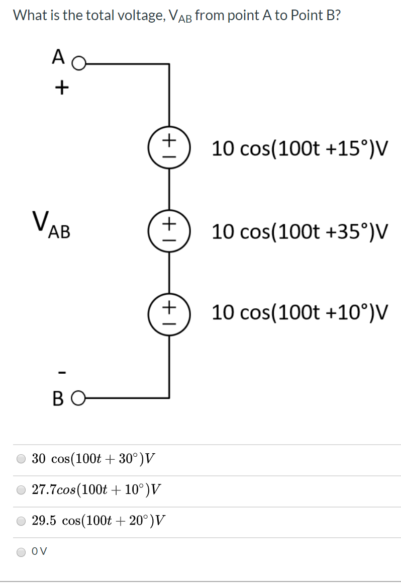 Solved What is the total voltage, Vas from point A to Point | Chegg.com