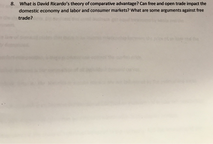 Solved What is David Ricardo's theory of comparative | Chegg.com