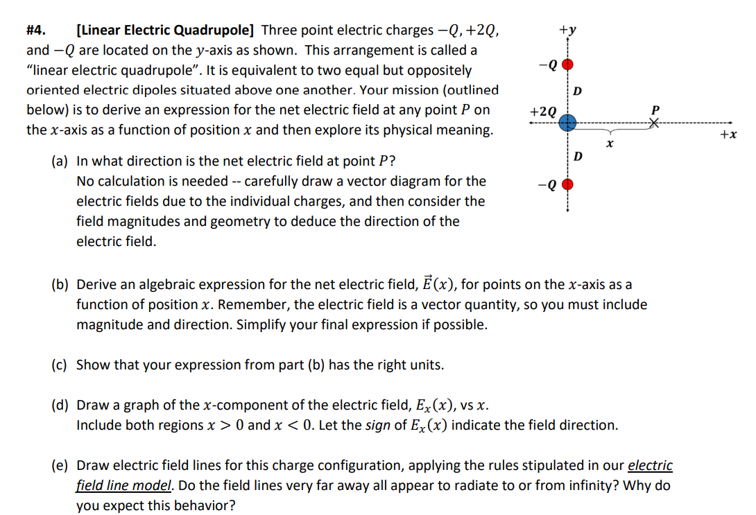 Solved electric fields due to the individual charges, and | Chegg.com