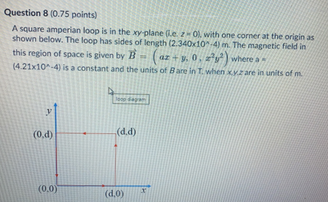 Solved Question 8 (0.75 points) A square amperian loop is in | Chegg.com