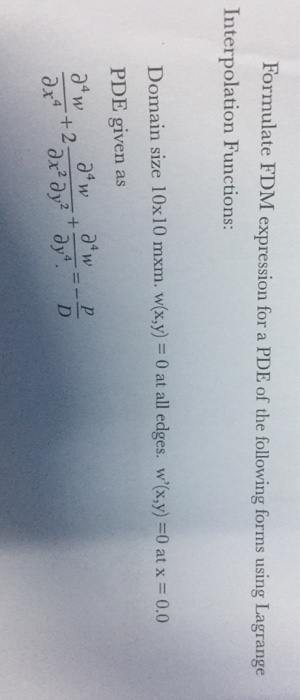 Formulate FDM expression for a PDE of the following | Chegg.com