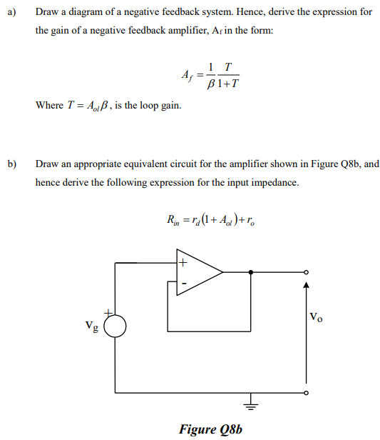 Solved a) Draw a diagram of a negative feedback system. | Chegg.com