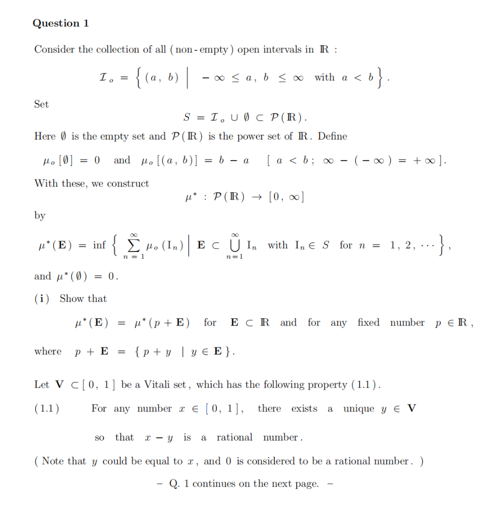 Question 1 Consider the collection of all (non-empty) | Chegg.com