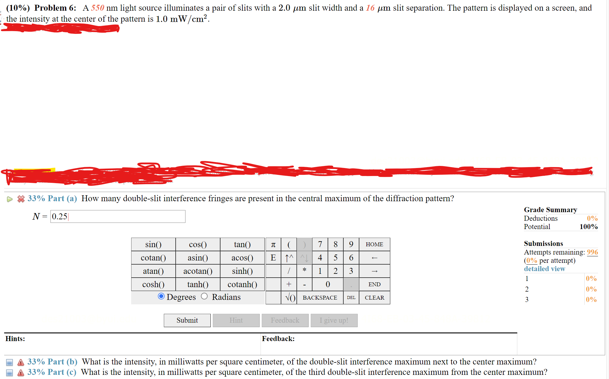 Solved (10\%) Problem 6: A 550 nm light source illuminates a | Chegg.com