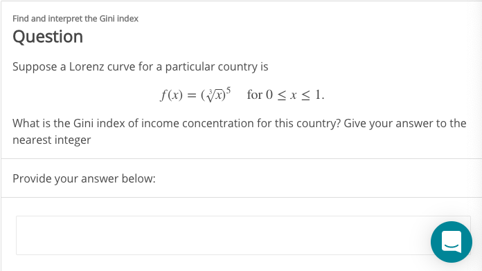 Solved Find and interpret the Gini index Question Suppose a | Chegg.com
