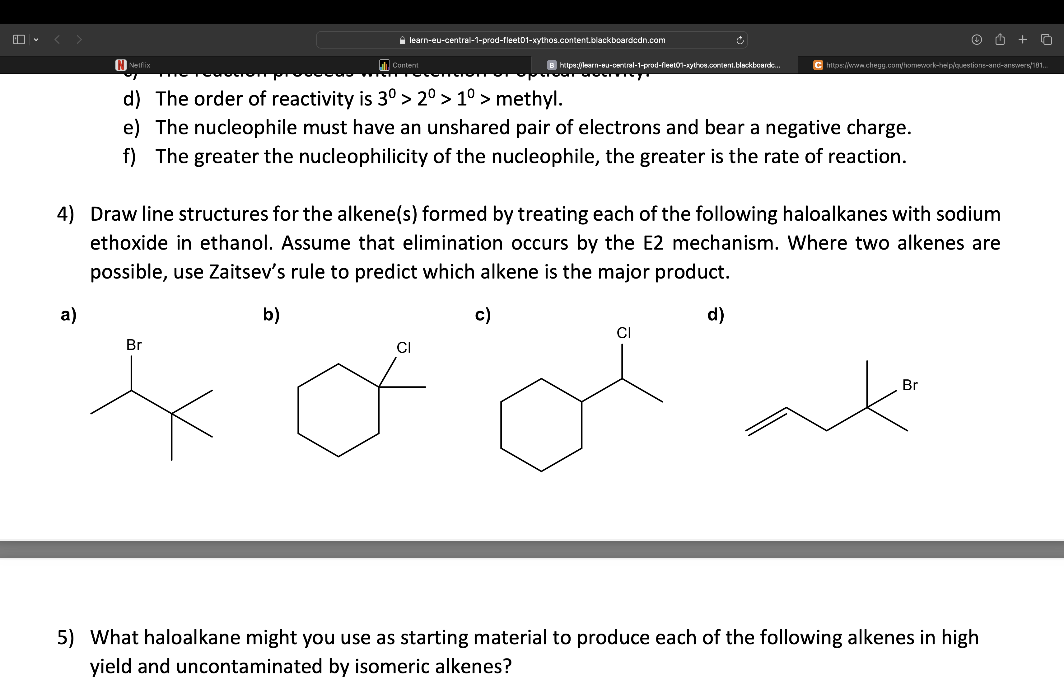 Zaitsev's rule to predict which alkene is the major | Chegg.com