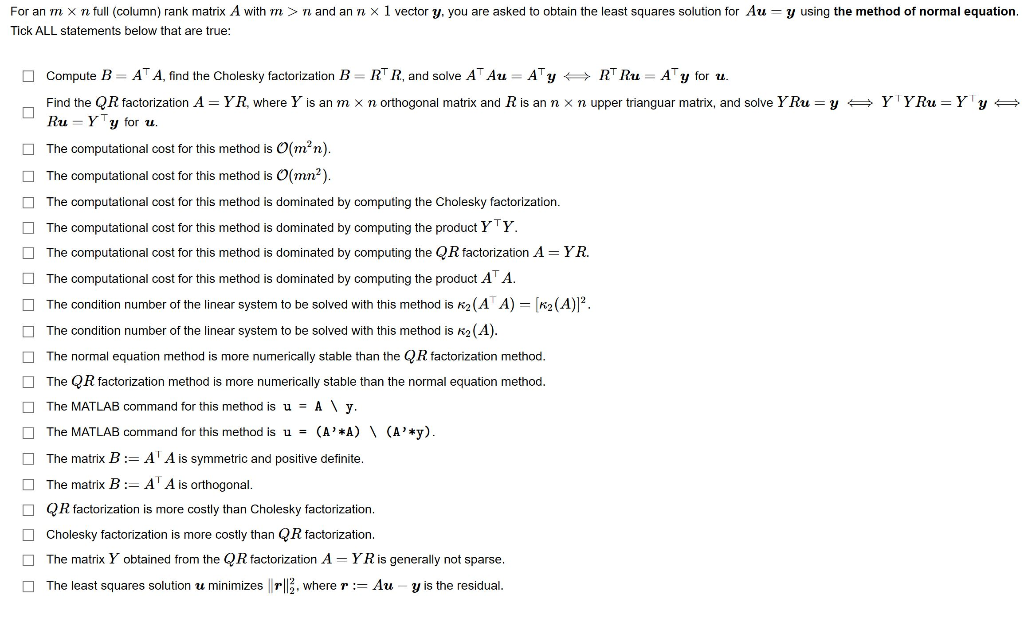 Solved For an m x n full column) rank matrix A with m > n | Chegg.com