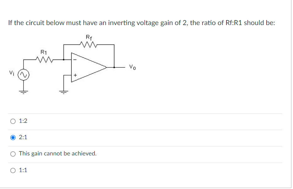Solved If the circuit below must have an inverting voltage | Chegg.com