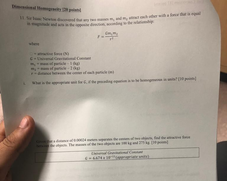 Solved Dimensional Homogeneity 120 pointsl c Newton | Chegg.com