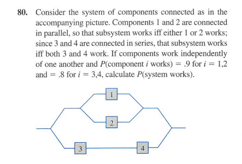 Solved 80. Consider the system of components connected as in | Chegg.com