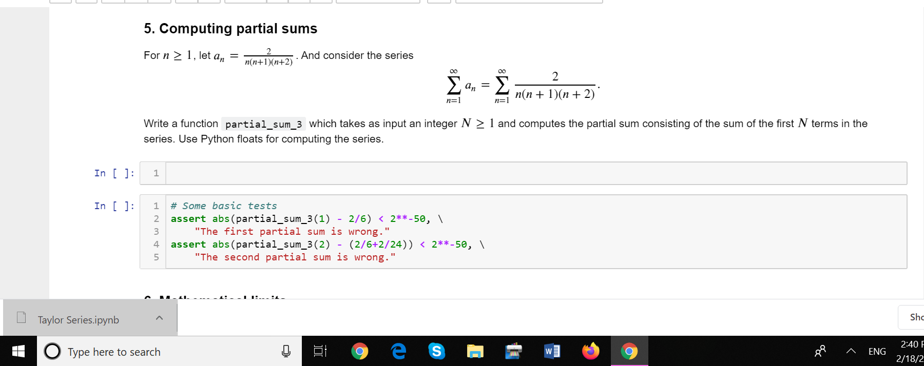 Solved 5. Computing partial sums For n > 1, let an = 30,19). | Chegg.com