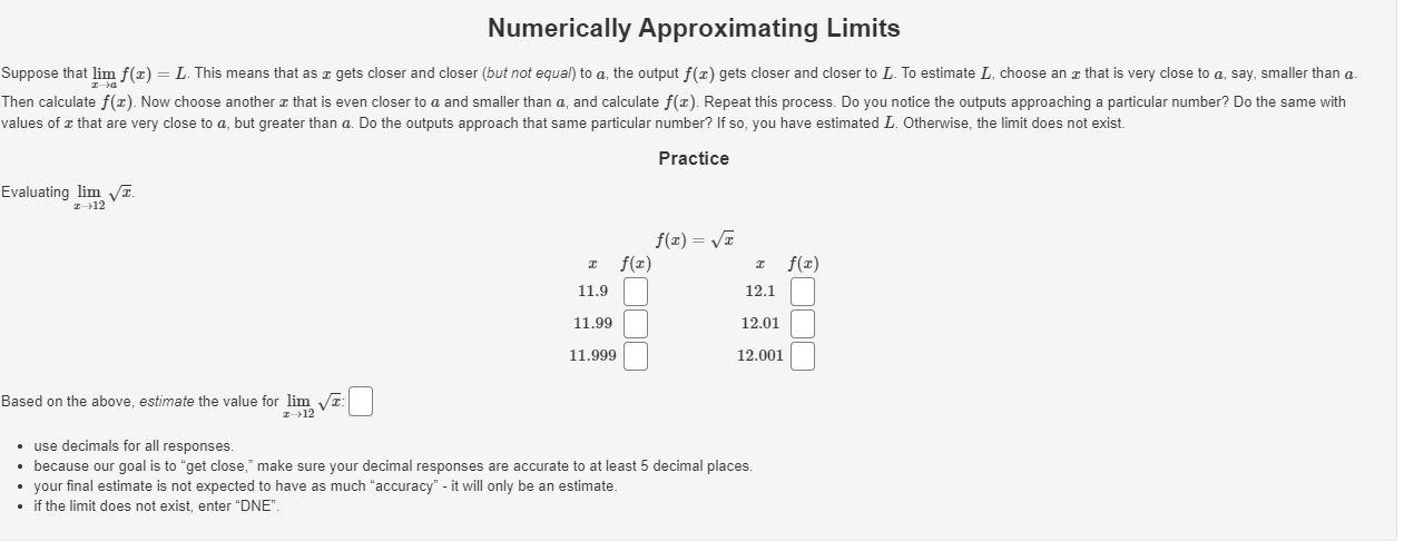 Solved Numerically Approximating Limits Suppose that lim | Chegg.com
