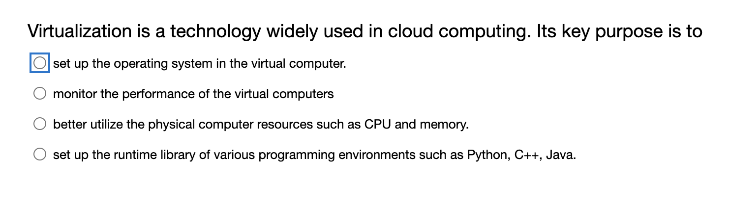 Solved Virtualization is a technology widely used in cloud | Chegg.com