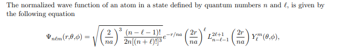 Solved The normalized wave function of an atom in a state | Chegg.com