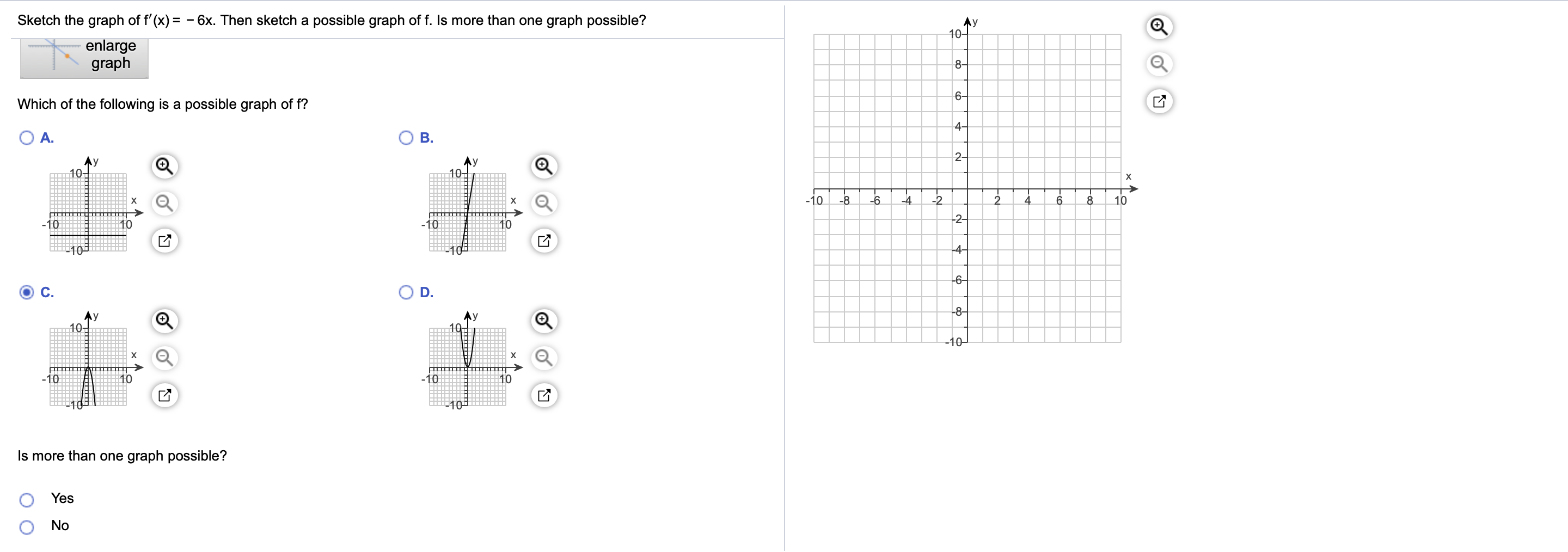 Solved лу 10- Sketch the graph of f'(x) = - 6x. Then sketch | Chegg.com