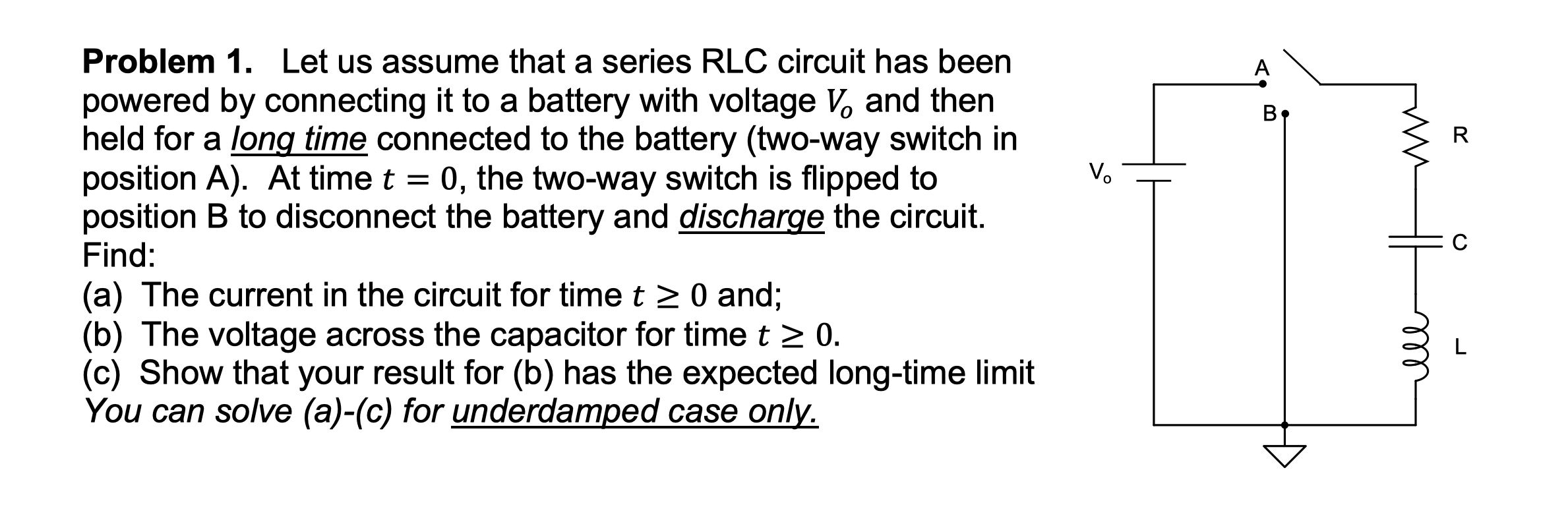 Solved 1 Problem 1. Let us assume that a series RLC circuit | Chegg.com