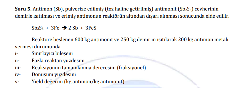 Soru 5. Antimon (Sb), pulverize edilmiș (toz haline | Chegg.com