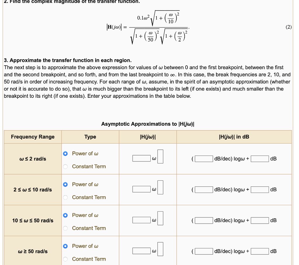 Solved 2. Find the complex magnitude of the transfer | Chegg.com