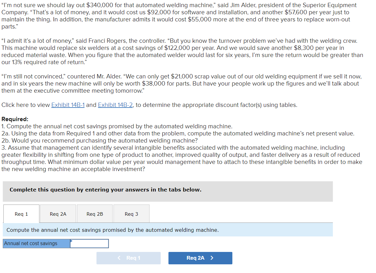 Solved "I'm not sure we should lay out $340,000 for that | Chegg.com