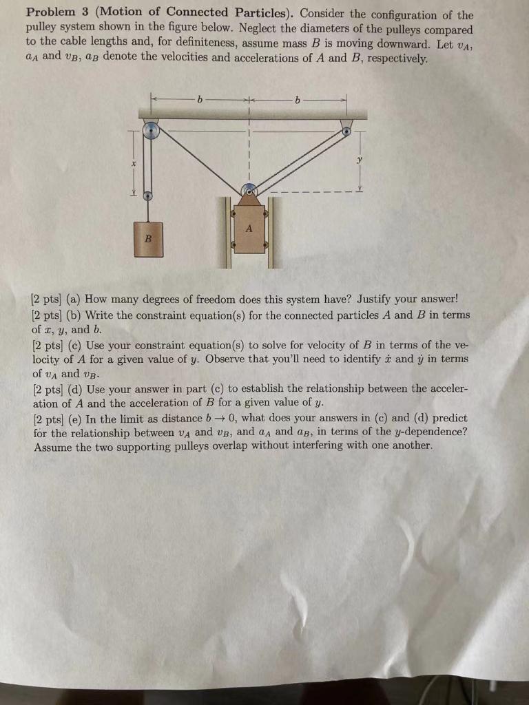 Solved Problem 3 (Motion of Connected Particles). Consider | Chegg.com