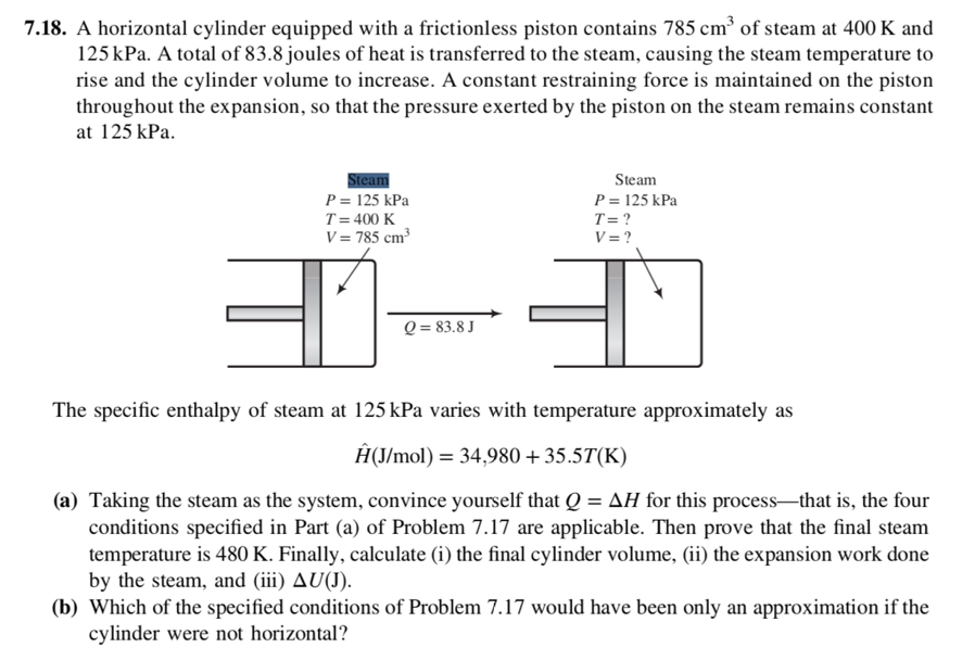7.18. A horizontal cylinder equipped with a | Chegg.com