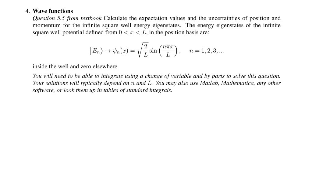 Solved 4 Wave Functions Question 5 5 From Textbook
