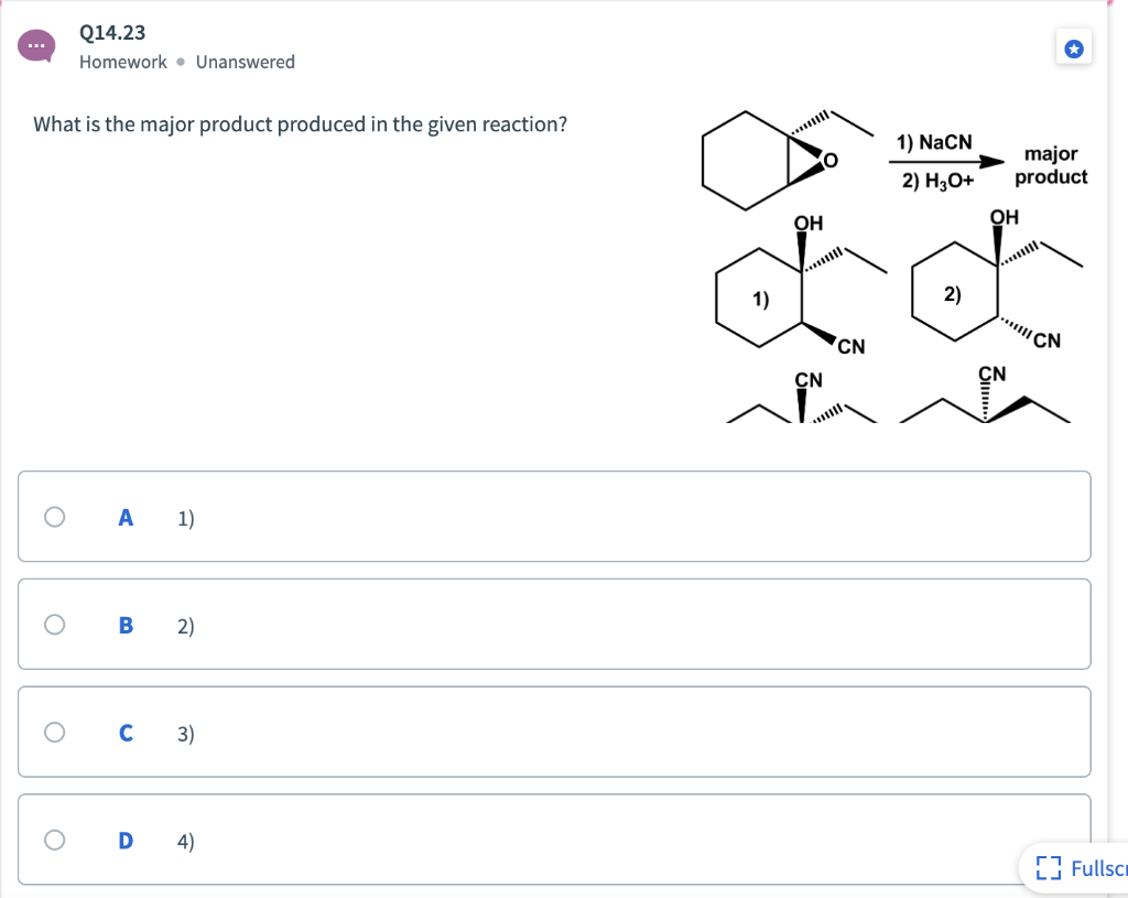 Solved Q14.23 Homework Unanswered What is the major product | Chegg.com
