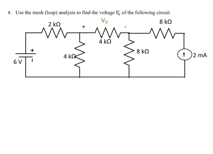 Solved 4. Use the mesh (loop) analysis to find the voltage | Chegg.com