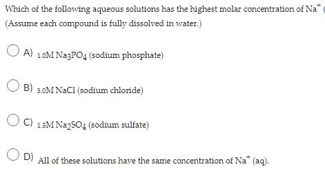 Solved Which of the following aqueous solutions has the | Chegg.com