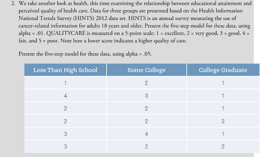Solved We take another look at health, this time examining | Chegg.com