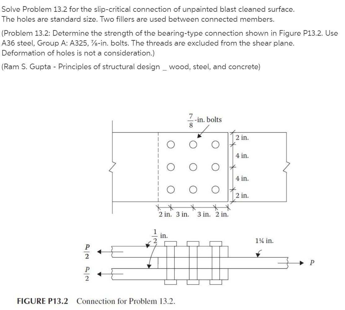 Solved Solve for the slip-critical connection of unpainted | Chegg.com